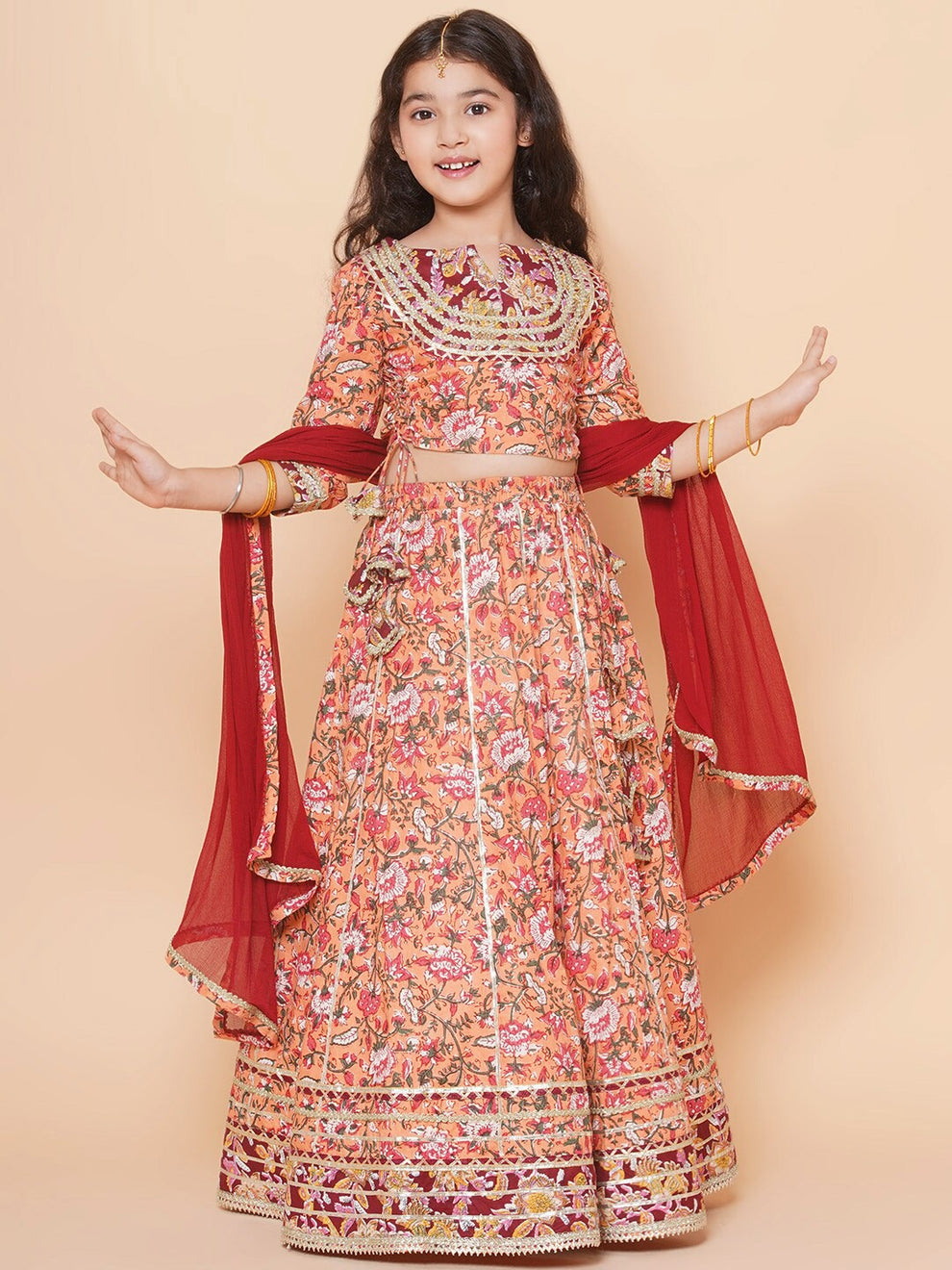 Girls Floral Printed Ready to Wear Lehenga & Blouse With Dupatta – Amy ...